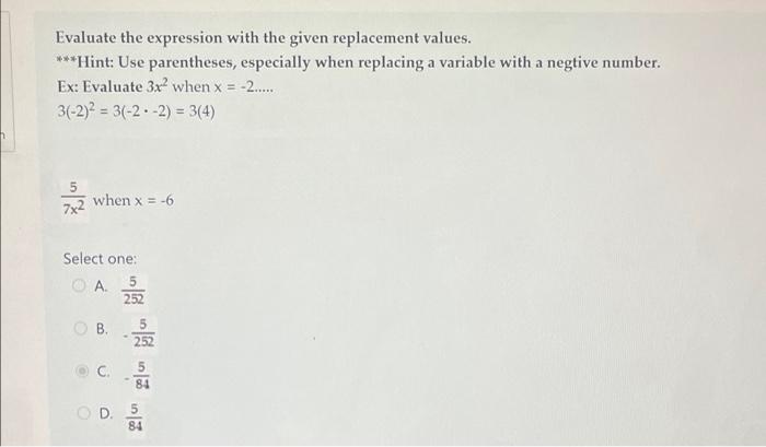 Solved Evaluate the expression with the given replacement | Chegg.com