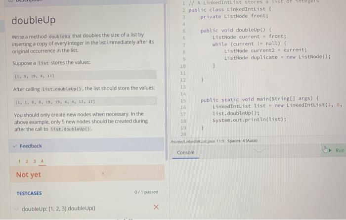 Solved A LinkedIntList stores a list of the 2 public class | Chegg.com