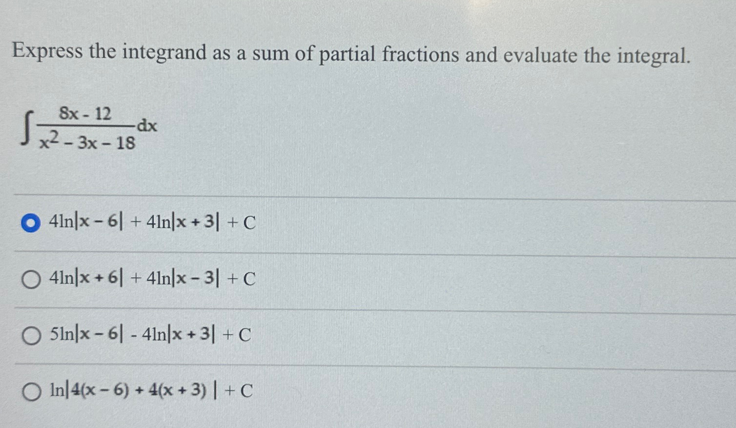 Solved Express the integrand as a sum of partial fractions | Chegg.com