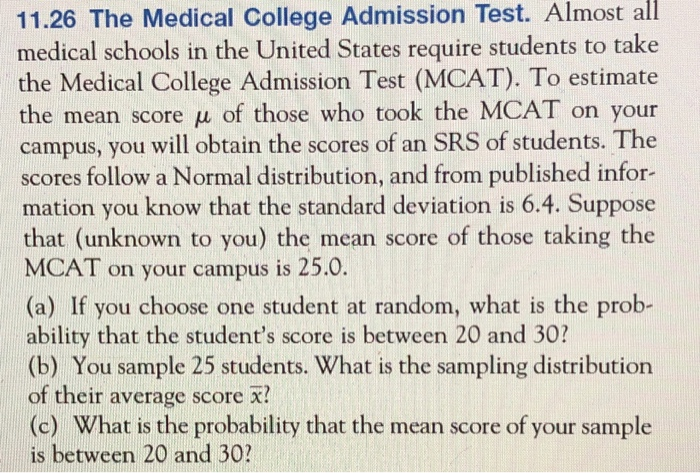 Solved 11.26 The Medical College Admission Test. Almost all | Chegg.com