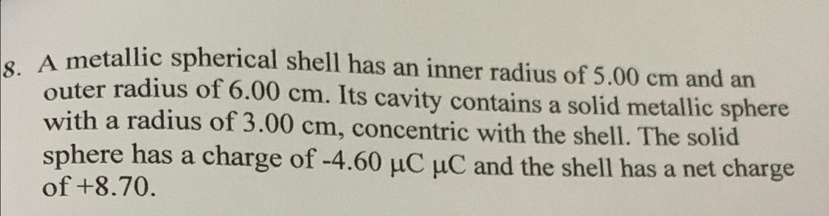 A metallic spherical shell has an inner radius of | Chegg.com