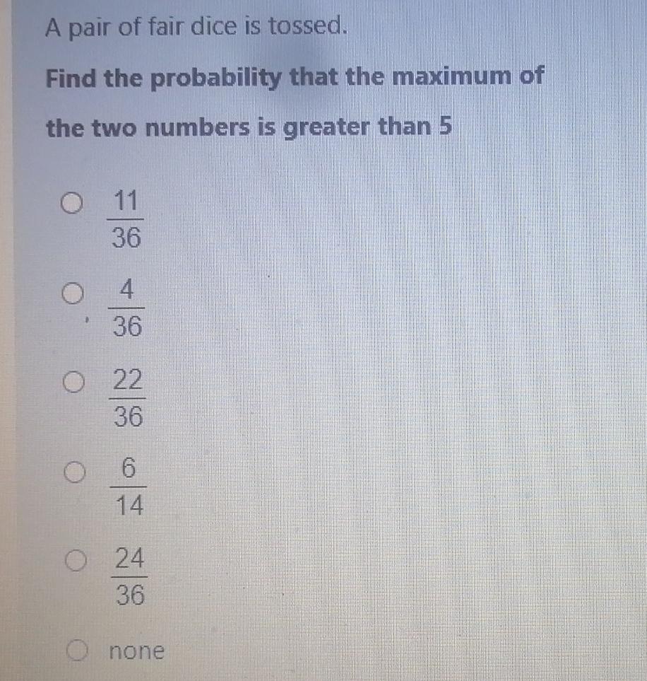 Solved A pair of fair dice is tossed. Find the probability | Chegg.com