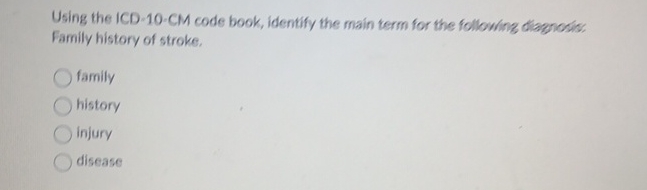 Solved aUsing the ICD-10-CM code book, identify the main | Chegg.com