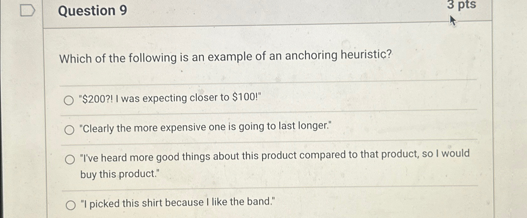 Solved Question 9Which of the following is an example of an | Chegg.com