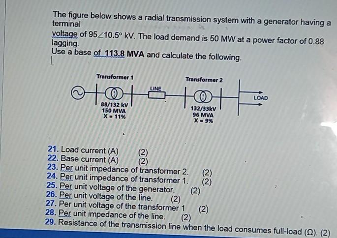 Solved The figure below shows a radial transmission system | Chegg.com