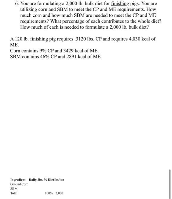 Solved You are formulating a 2,000lb. ﻿bulk diet for | Chegg.com