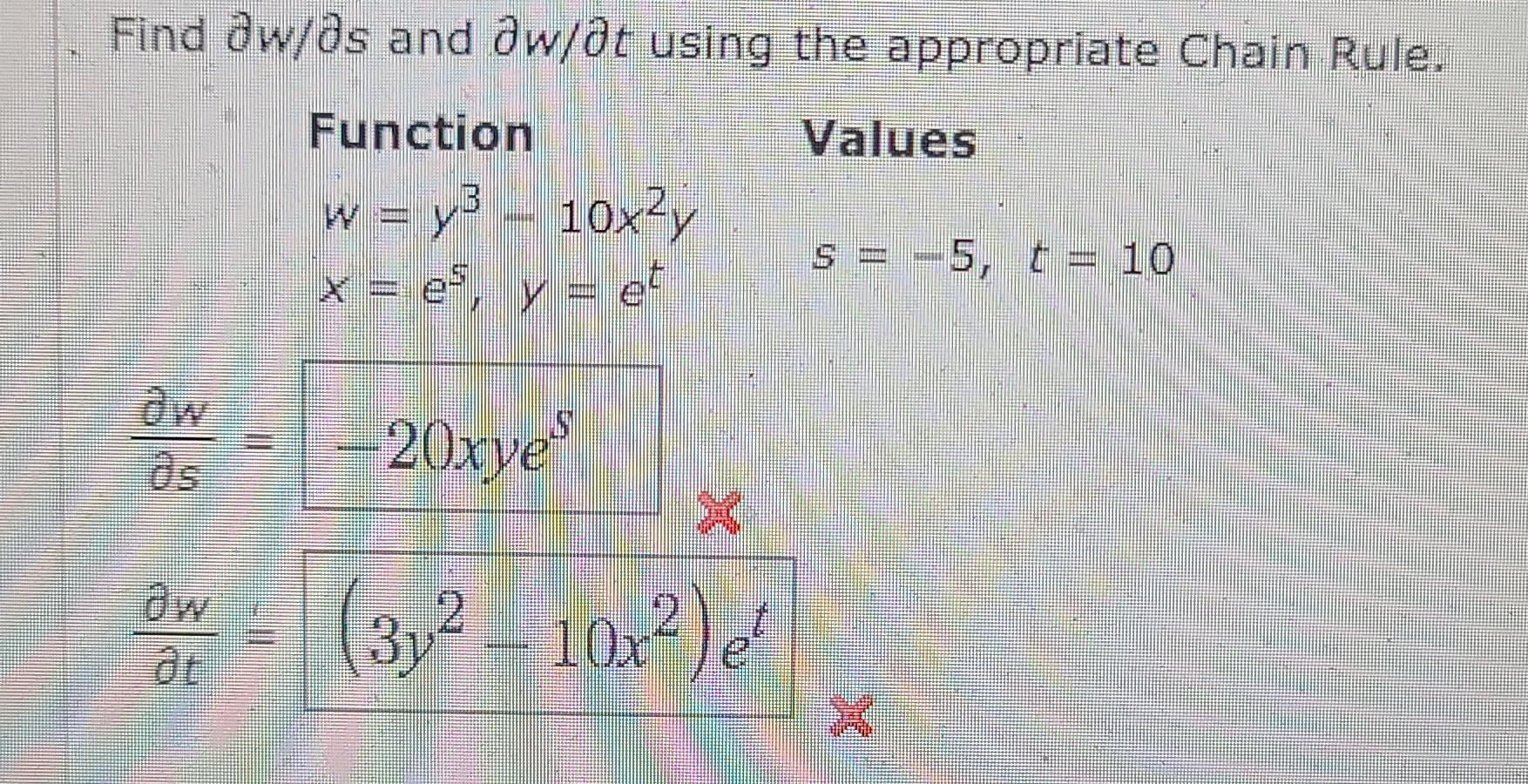 Solved Find dw/ds and Ow/dt using the appropriate Chain | Chegg.com