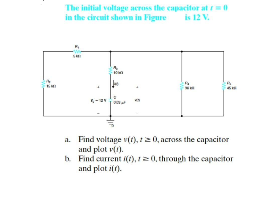 Solved The initial voltage across the capacitor at t=0 in | Chegg.com