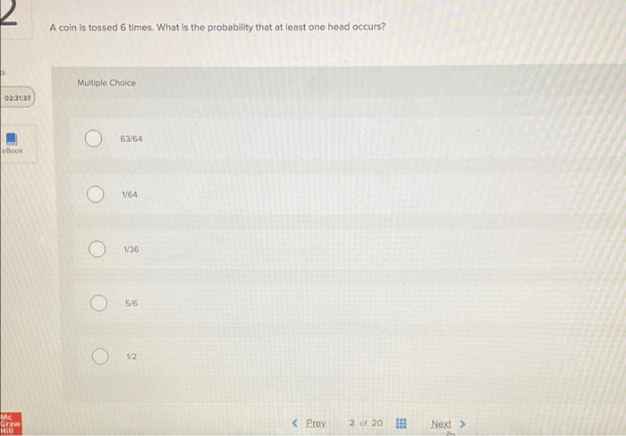 Solved A coin is tossed 6 times. What is the probability | Chegg.com