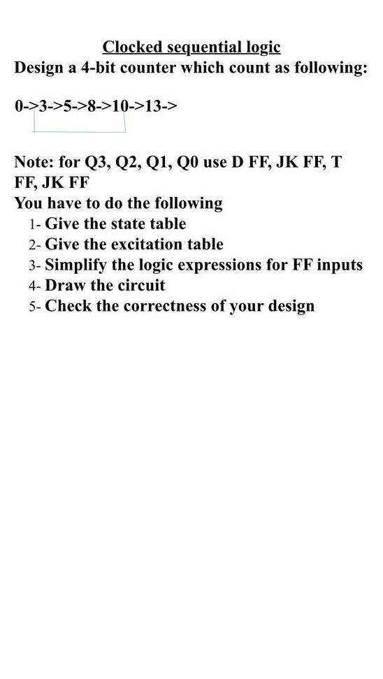 Solved Clocked sequential logic Design a 4-bit counter which | Chegg.com