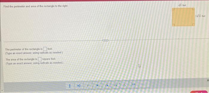 Solved Find the perimeter and area of the rectang/o to the | Chegg.com