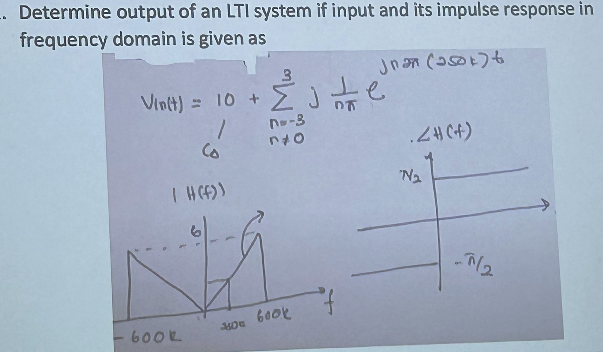 [Solved]: Determine output of an LTI system if input and its