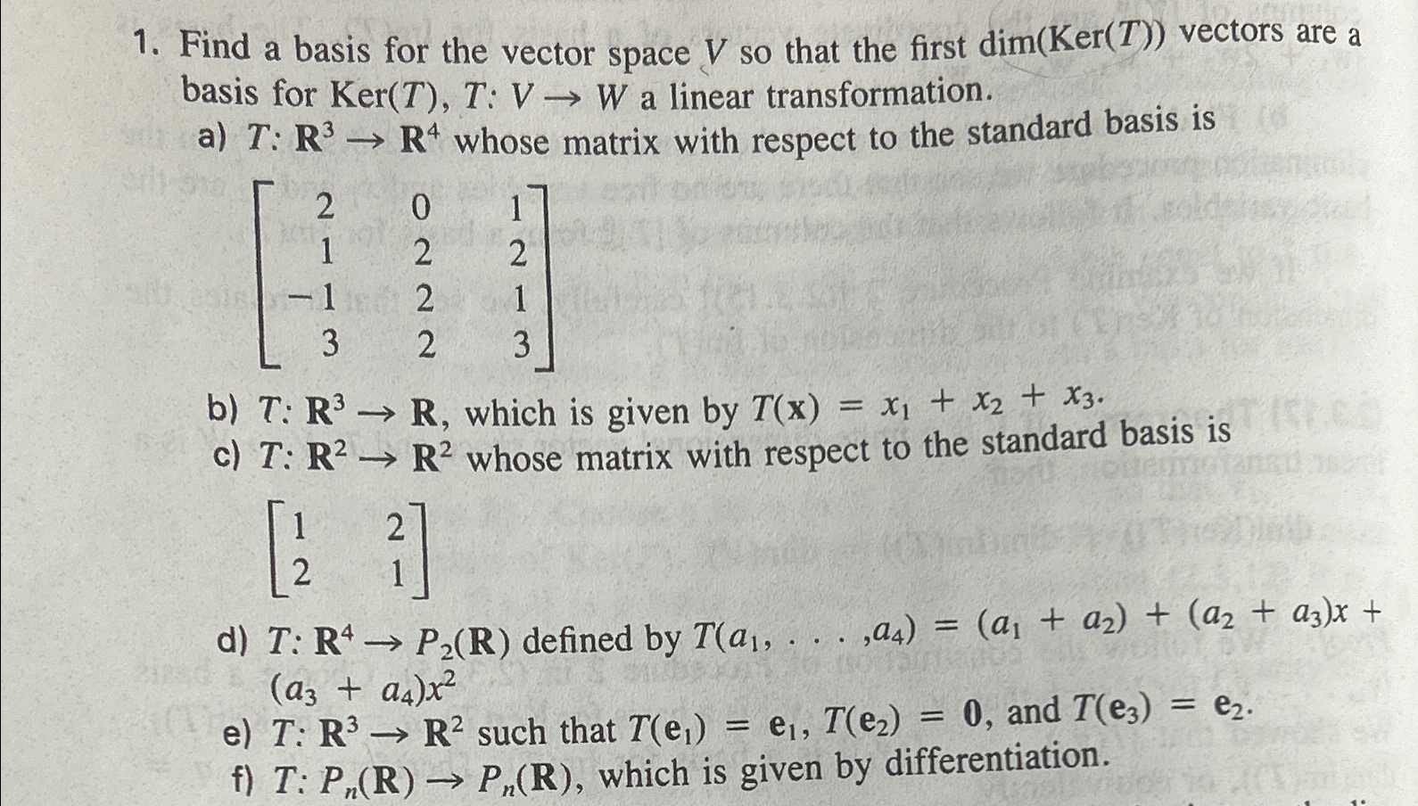 Find a basis for the vector space V ﻿so that the | Chegg.com