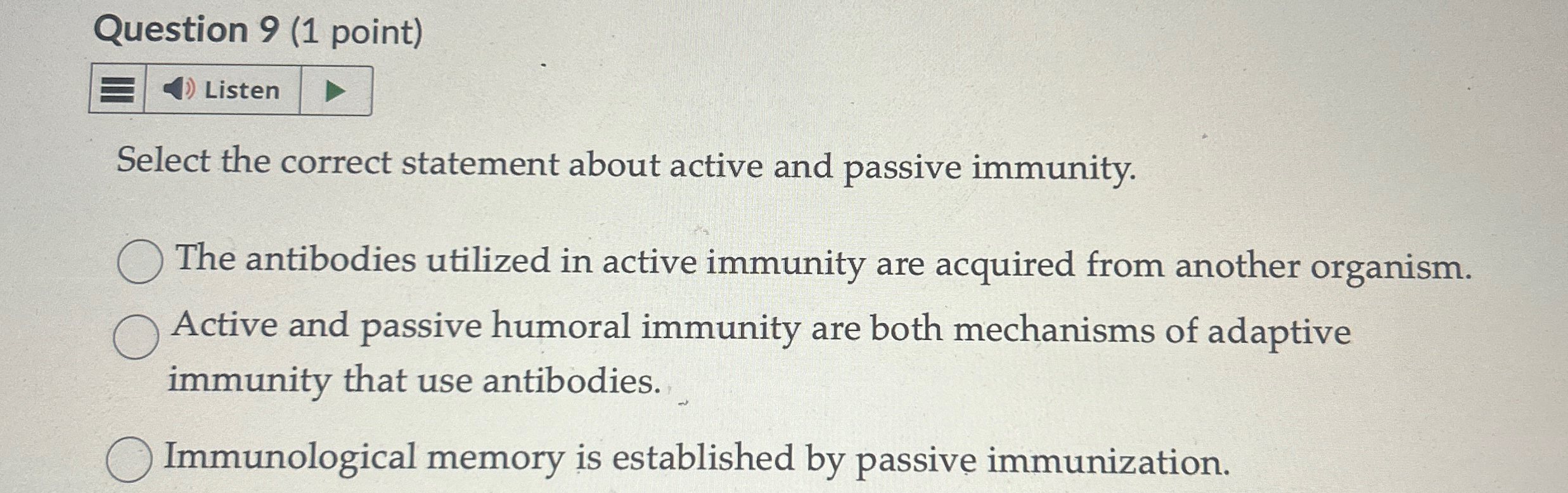 Solved Question 9 (1 ﻿point)Select the correct statement | Chegg.com
