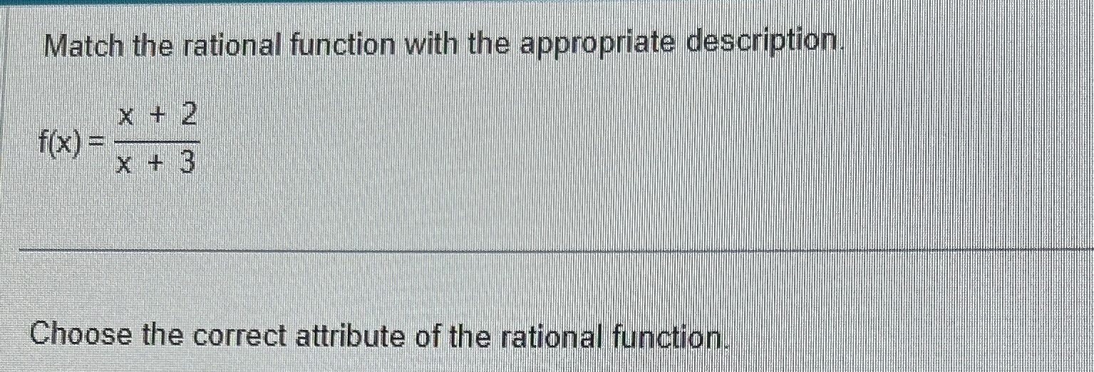 Solved Match The Rational Function With The Appropriate