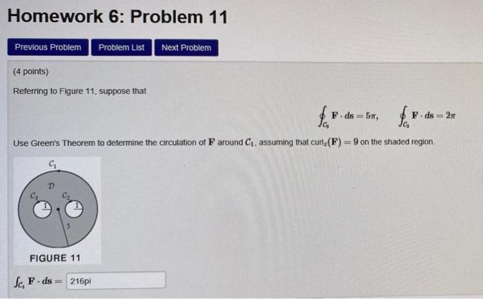 Solved Homework 6 Problem 11 Previous Problem Problem List