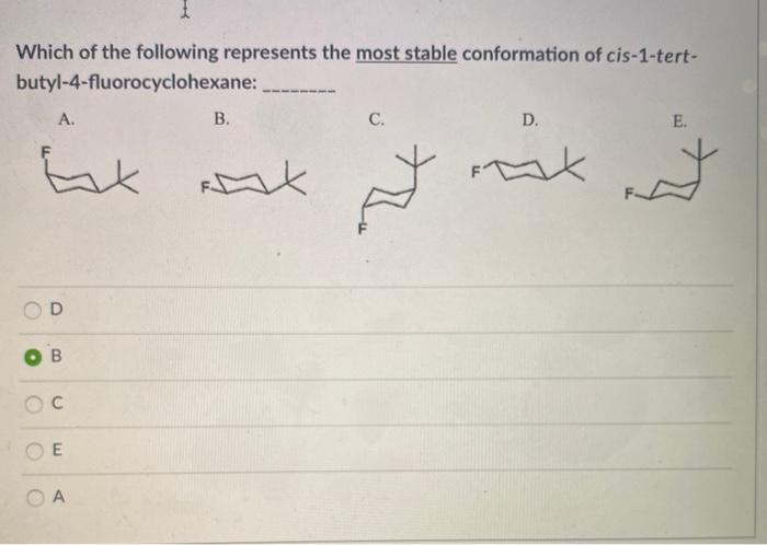 Solved Which of the following represents the most stable | Chegg.com