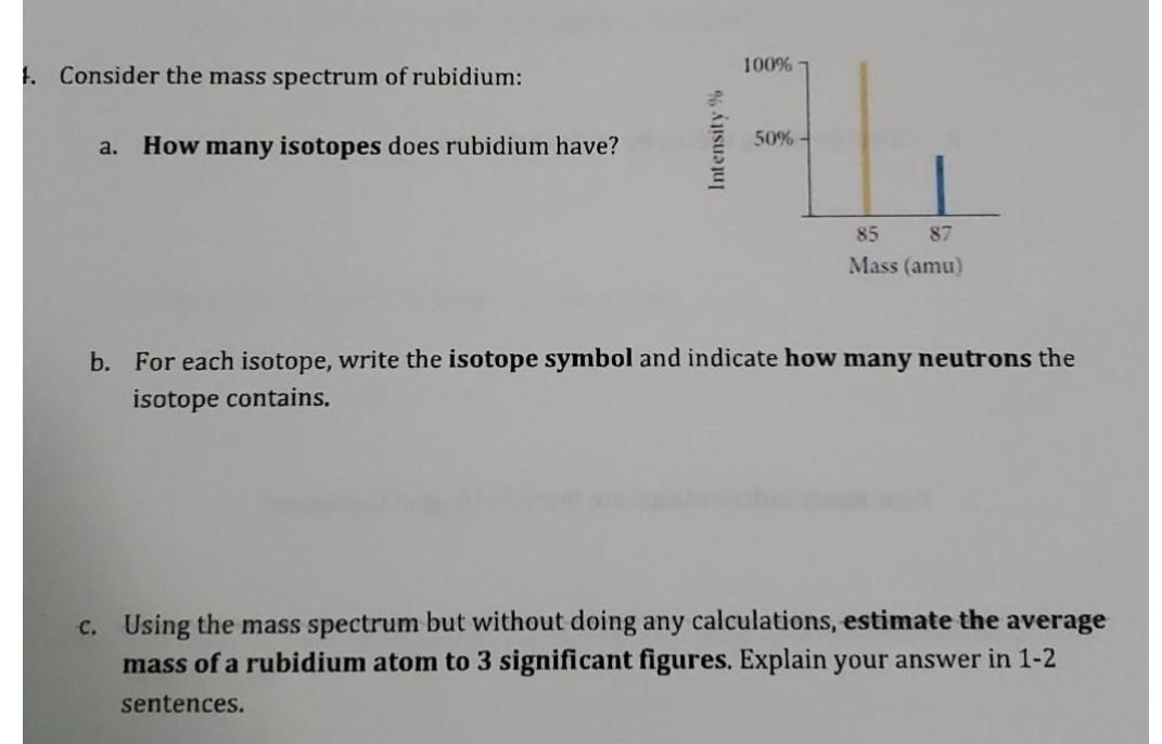 Solved 100% t. Consider the mass spectrum of rubidium: a. | Chegg.com
