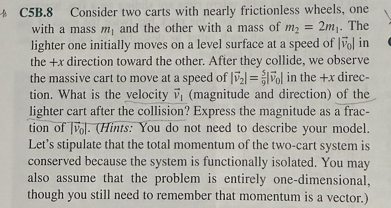 Solved 1b C5B.8 ﻿Consider two carts with nearly frictionless | Chegg.com