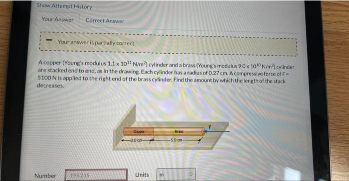 Solved A copper (Young's modulus 1.1×1011 N/m2 ) cylinder | Chegg.com