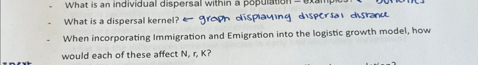 Solved What is a dispersal kernel? larr graph displaying | Chegg.com