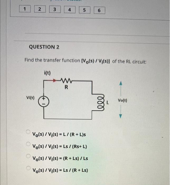 Solved Find the transfer function [Vo(s)/Vi(s)] of the RL | Chegg.com