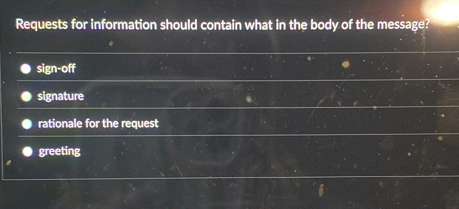 Solved Requests for information should contain what in the | Chegg.com