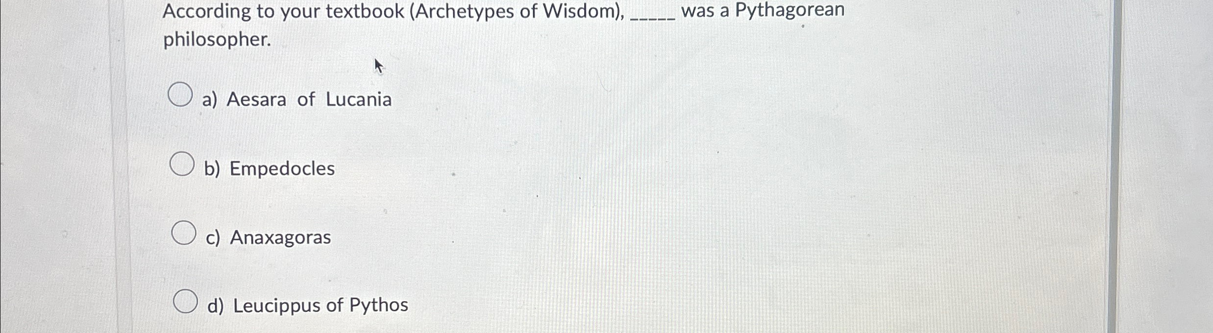 Solved According to your textbook (Archetypes of Wisdom), q, | Chegg.com