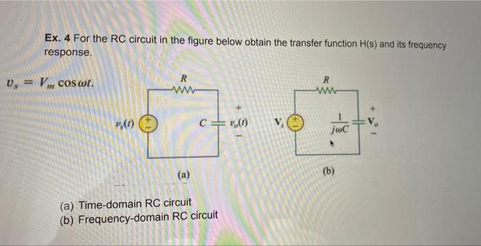 Solved Ex. 4 For the RC circuit in the figure below obtain | Chegg.com