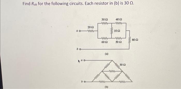 Solved Find Rab for the following circuits. Each resistor in | Chegg.com