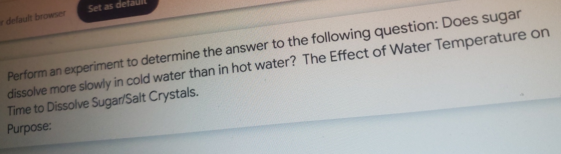 Solved Perform an experiment to determine the answer to the | Chegg.com