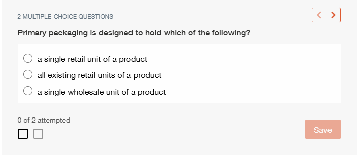 Solved 2 ﻿MULTIPLE-CHOICE QUESTIONSPrimary packaging is | Chegg.com