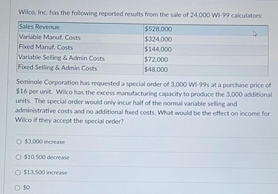 Solved Wilco, Inc. has the following reported results from | Chegg.com