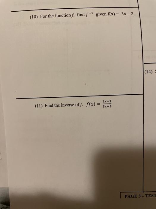 Solved 10 For The Functionſ Find F 1 Given F X 3x