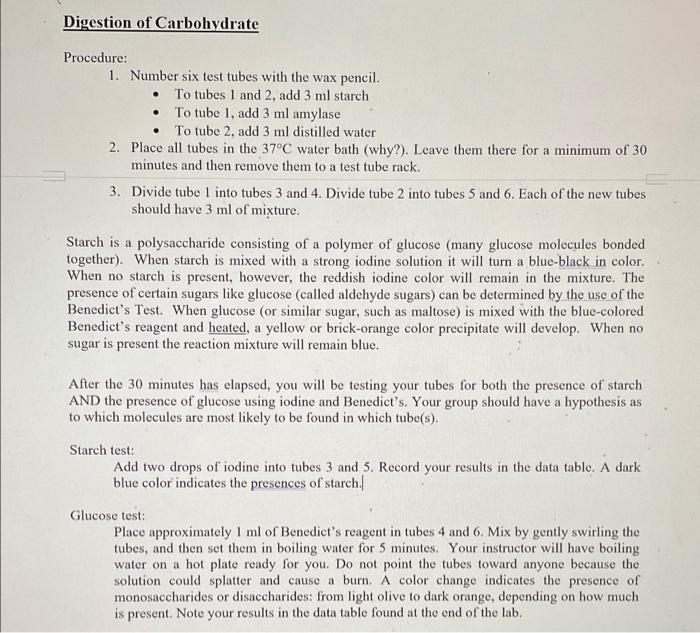 Solved Starch Digestion test, the picture is my result from | Chegg.com
