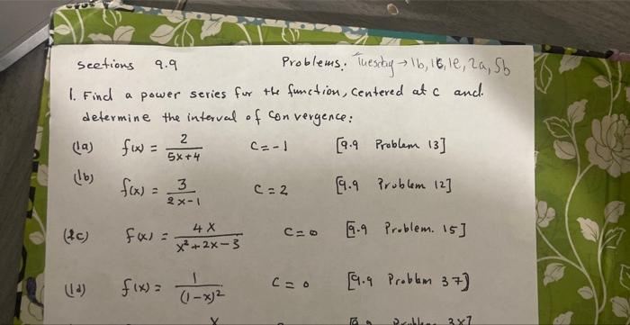 Solved sections 9.9 Problems: Thesidy →1b,16,1e,2a,5b 1. | Chegg.com