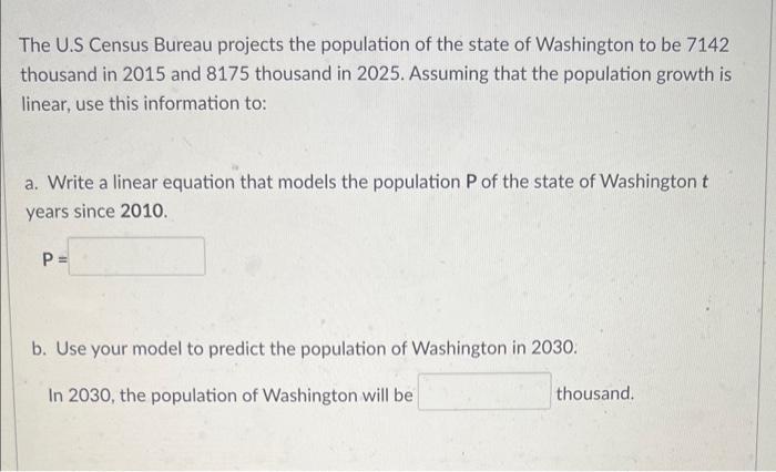 Solved The U.S Census Bureau projects the population of the | Chegg.com