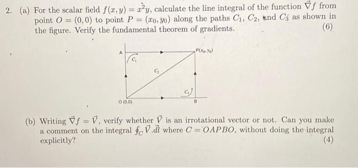 Solved (a) For the scalar field f(x,y)=x2y, calculate the | Chegg.com