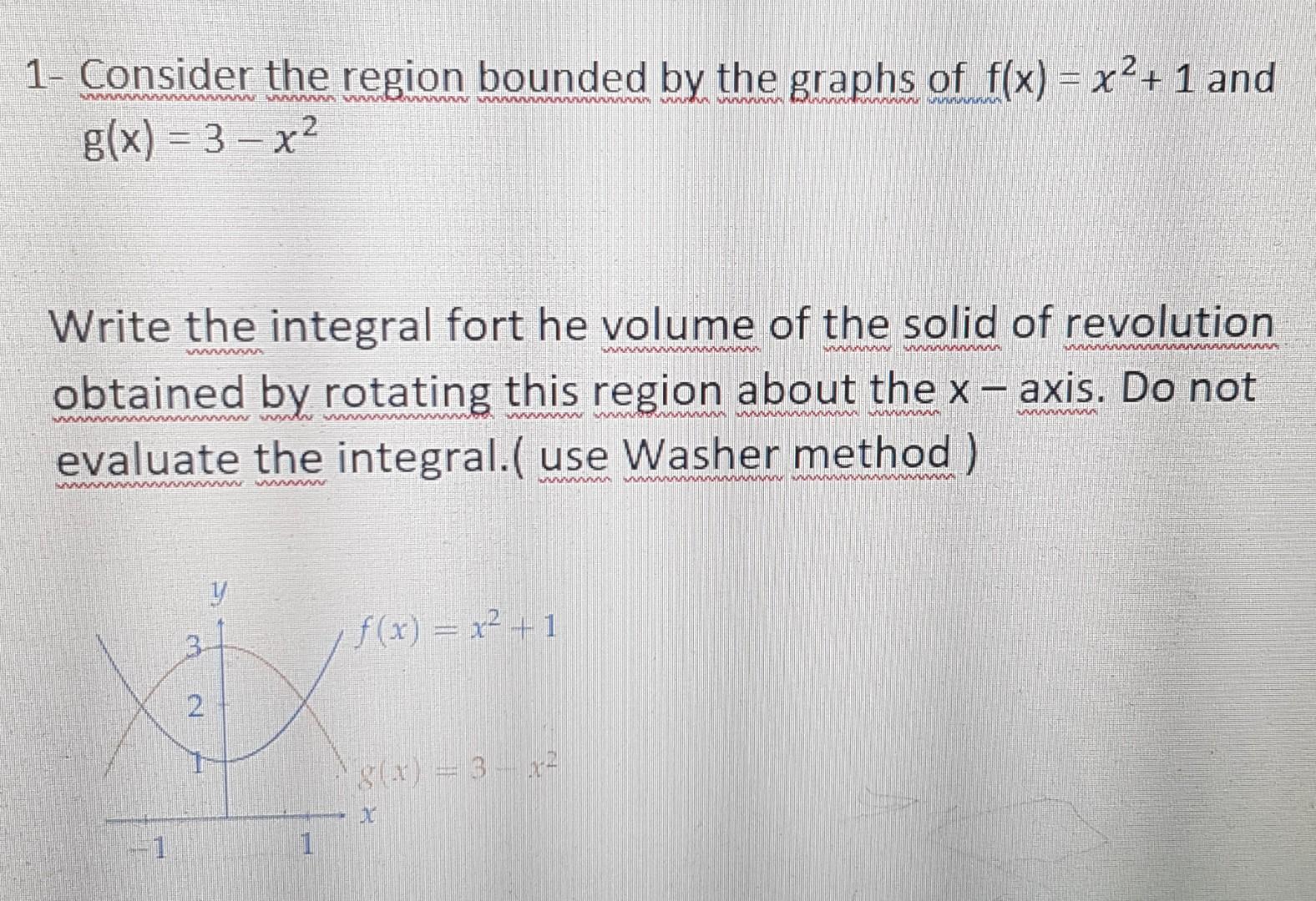 Solved 1- Consider the region bounded by the graphs of | Chegg.com
