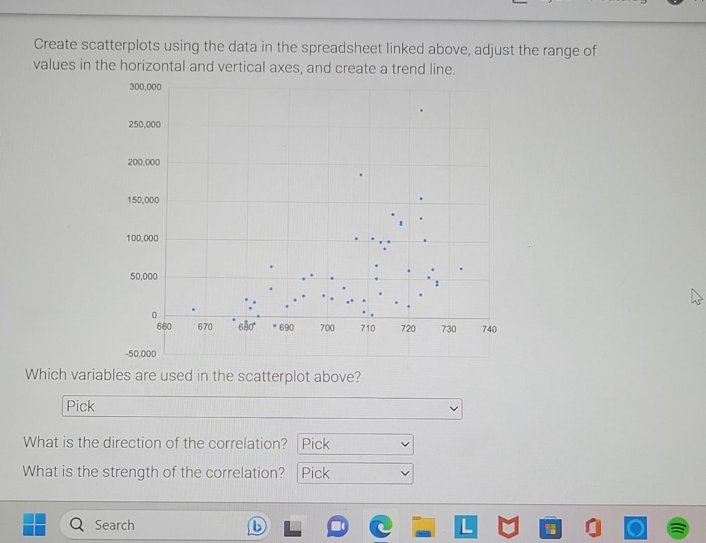 Solved Create scatterplots using the data in the spreadsheet | Chegg.com