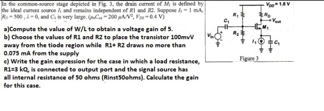 In the common-source stage depicted in Fig. 3 , the | Chegg.com
