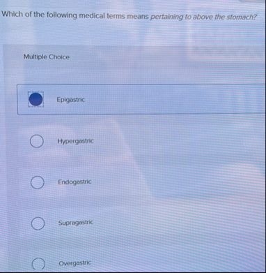 Solved Which of the following medical terms means pertaining | Chegg.com