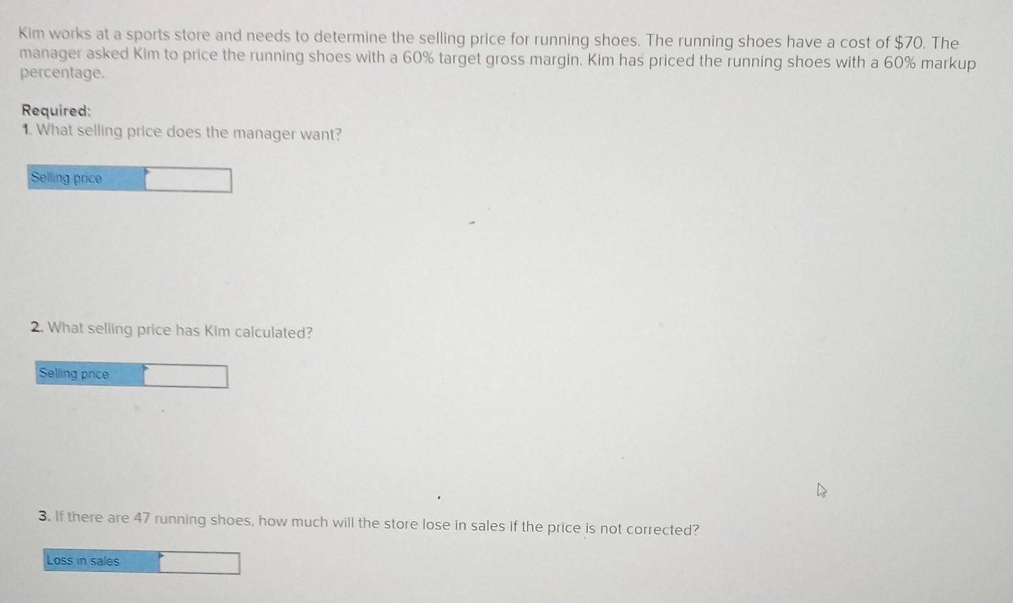 Solved Kim works at a sports store and needs to determine | Chegg.com