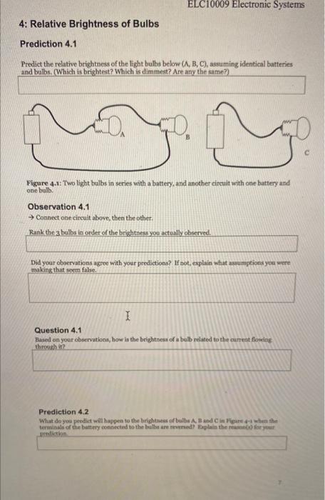 Solved Predict the relative brightness of the light bulls | Chegg.com