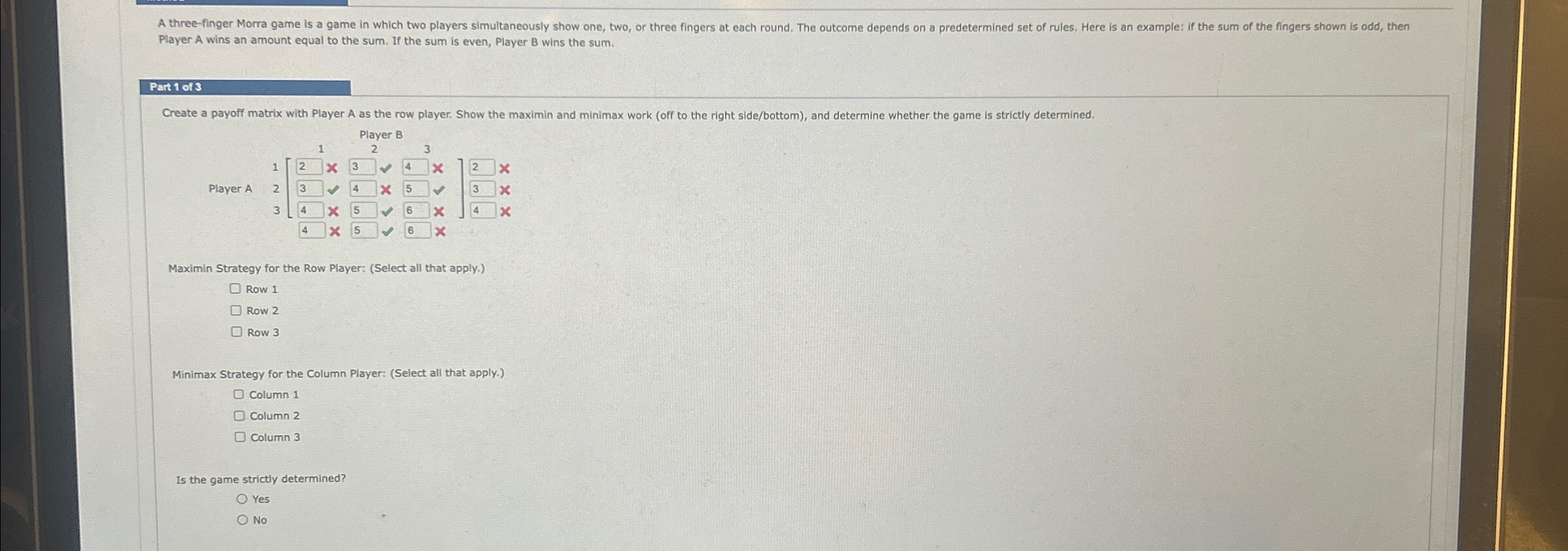 Solved Player A wins an amount equal to the sum. If the sum | Chegg.com