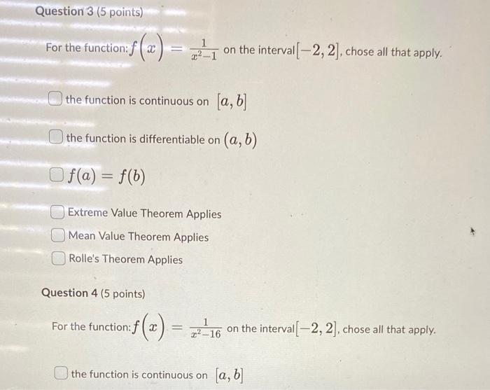 Solved For the function: f(x)=x2−11 on the interval [−2,2], | Chegg.com