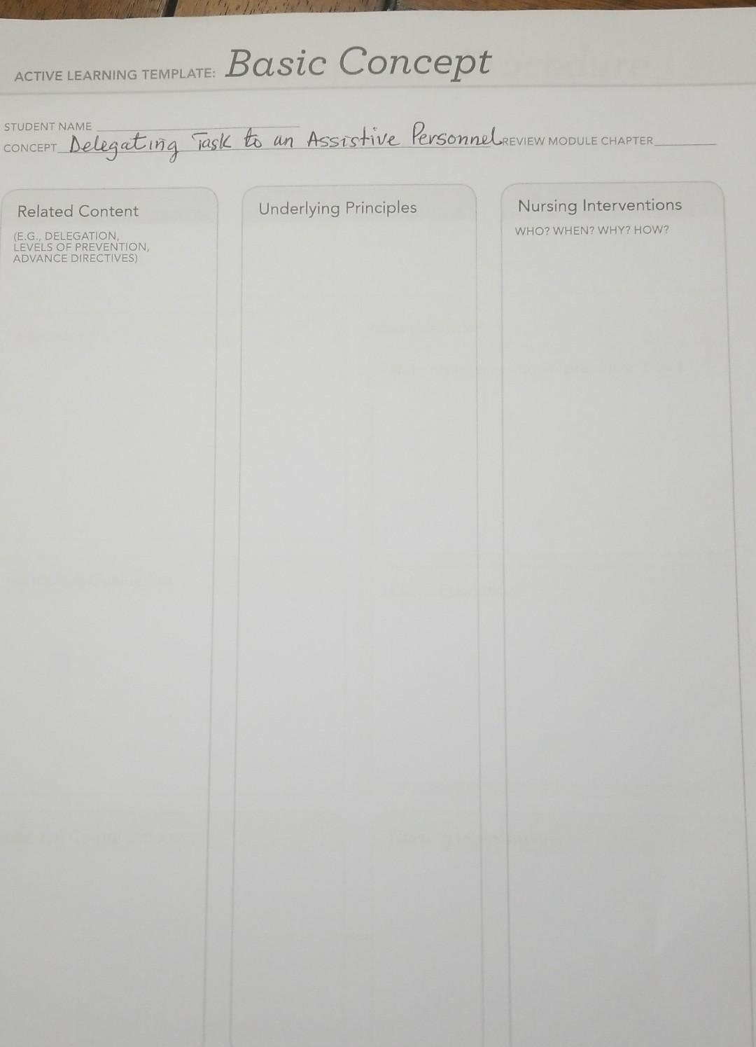 Solved Basic Concept ACTIVE LEARNING TEMPLATE: STUDENT NAME | Chegg.com