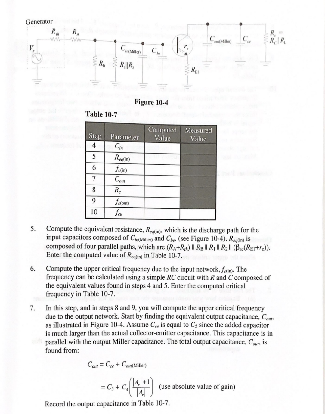 Solved rigure 10-4 Table 10-7 5. Compute the equivalent | Chegg.com