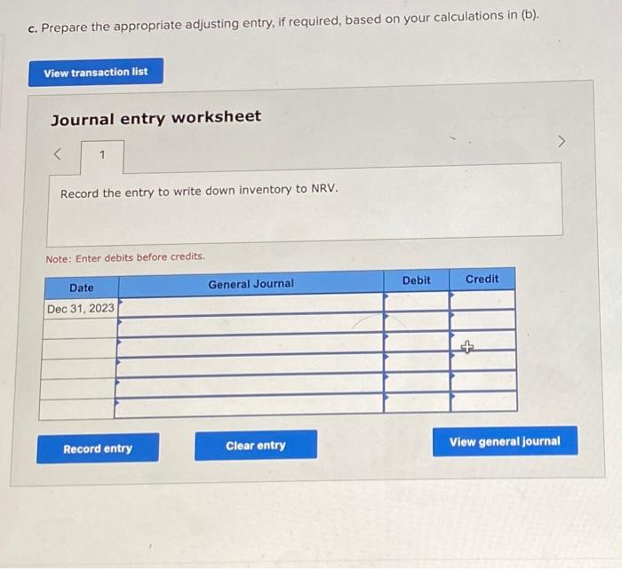 Solved Exercise 6-10 Lower of cost and net realizable value | Chegg.com
