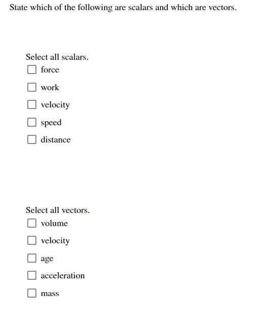 Solved State which of the following are scalars and which | Chegg.com